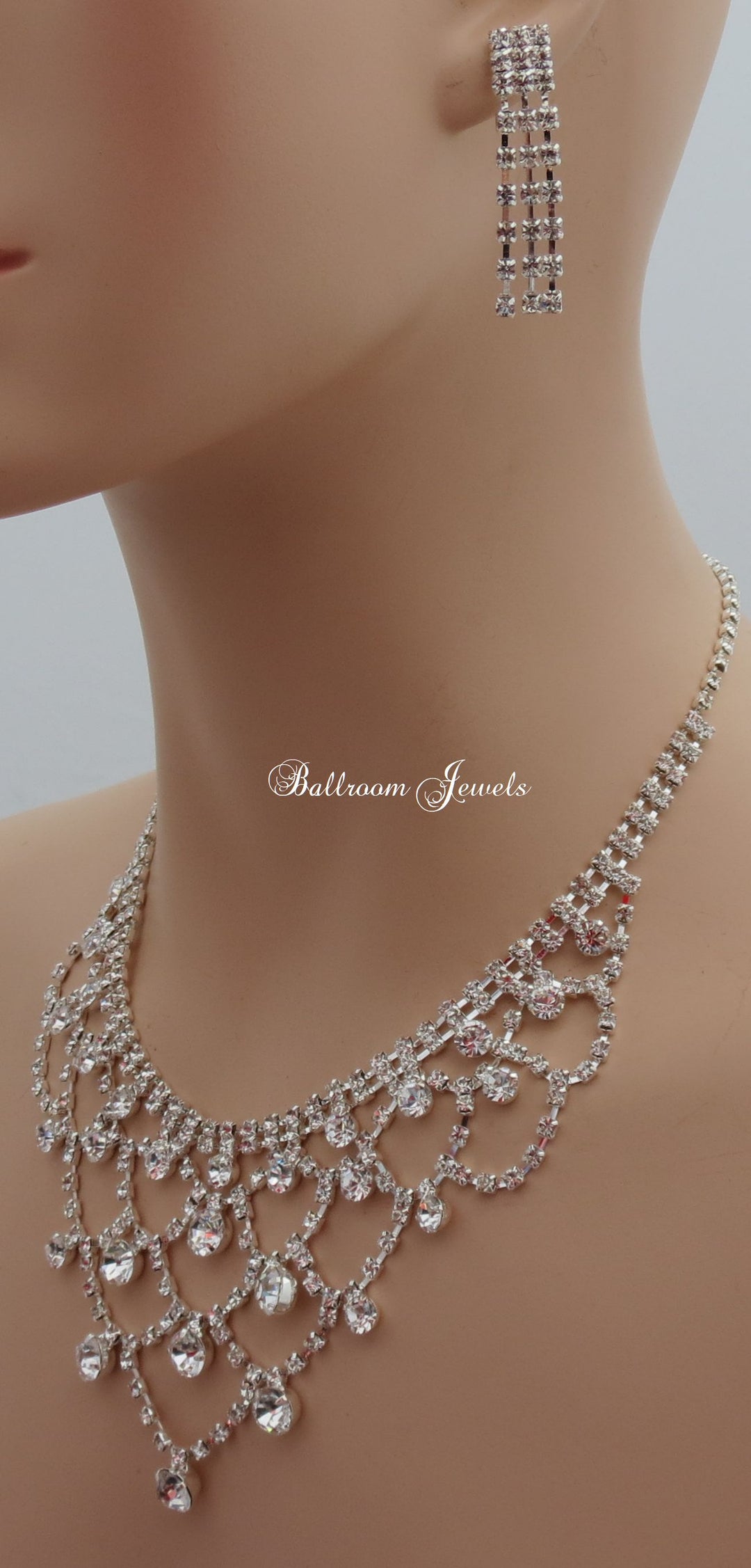 Crystal round and loop necklace set – Ballroom Jewels