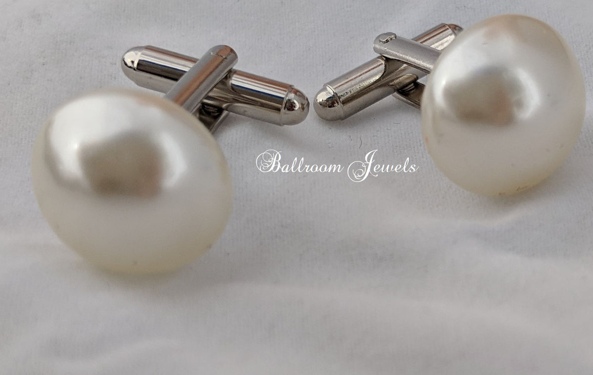 Men's white pearl cuff links – Ballroom Jewels